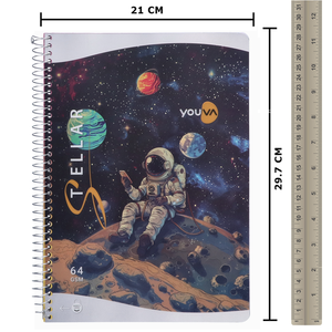 Youva STELLAR Spiral Long Notebook| Single Line| 300 Pages | A4 Size 2
